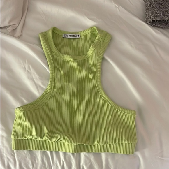 Zara | Tops | Zara Lime Green Ribbed Crop Top | Poshmark